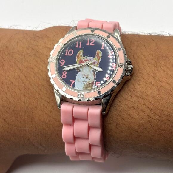 Accessories | Y2k Pink Floral Llama Watch | Poshmark